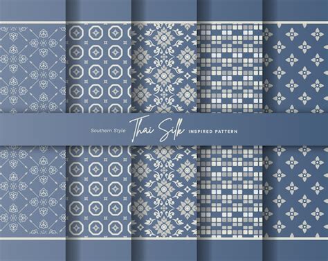 Premium Vector Set Of 5 Colorized Seamless Background Pattern Inspired By North Eastern Style