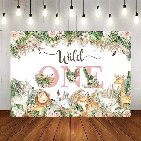 Wild One Backdrop Girl Jungle Safari Animals 1st Birthday Etsy