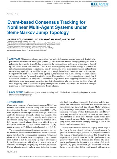 Pdf Event Based Consensus Tracking For Nonlinear Multi Agent Systems