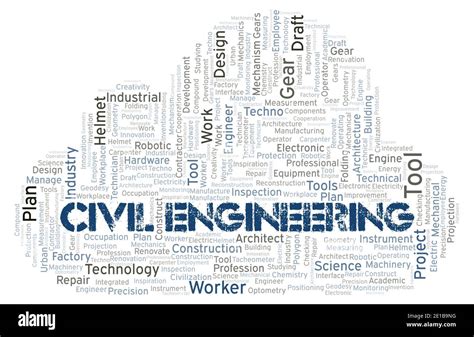 Civil Engineering Typography Word Cloud Create With Text Only Stock