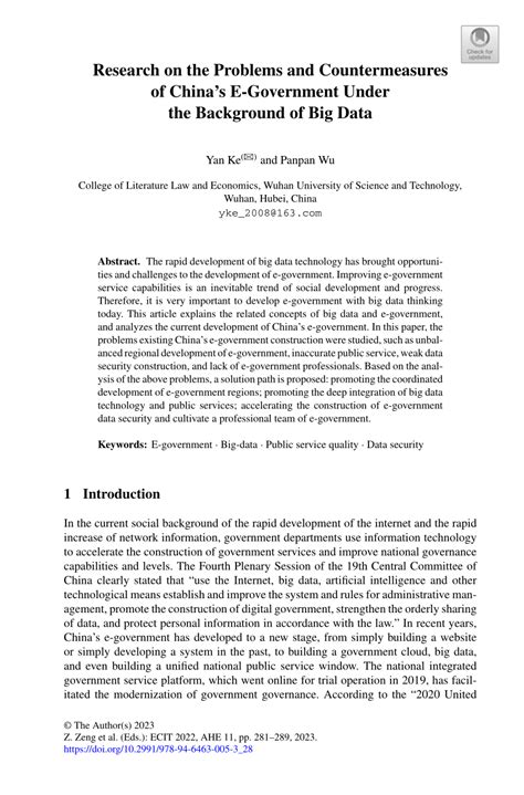 Pdf Research On The Problems And Countermeasures Of Chinas E Government Under The Background