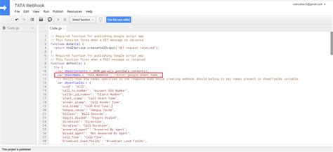 Webhook Integration With Google Sheets