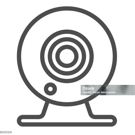 데스크톱 웹캠 디지털 카메라 Cctv 프론트 캠 라인 아이콘 Cctv 개념 흰색 배경에 웹 캠 벡터 기호 모바일 개념 및 웹 디자인을위한 개요 스타일 아이콘 벡터 그래픽