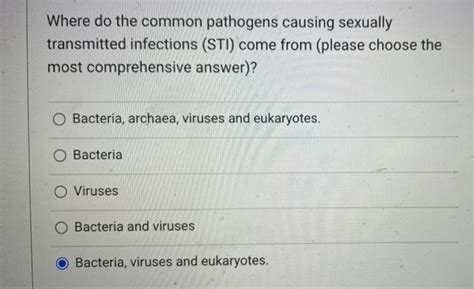 Solved Where Do The Common Pathogens Causing Sexually Tr