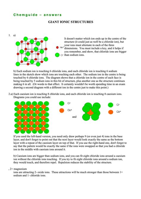 Ionic Structures Worksheet Printable Pdf Download