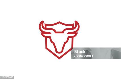 창조적 인 빨간 방패 황소 로고 디자인 상징 벡터 일러스트 방패에 대한 스톡 벡터 아트 및 기타 이미지 방패 황소 공격성 Istock
