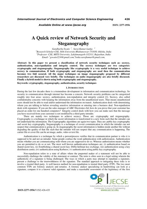 Pdf A Quick Review Of Network Security And Steganography