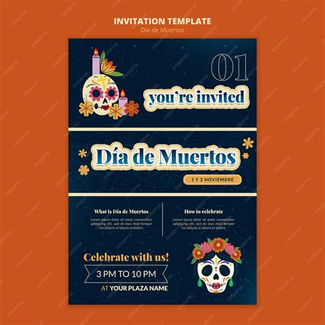 Plantilla De Invitación De Dia De Muertos Archivo Psd Premium