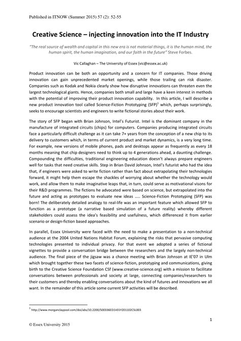 Pdf Creative Science Injecting Innovation Into The It Industry