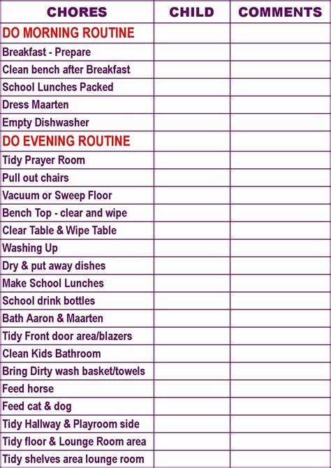 Chore Charts For Families Free Printable Chore Chart Free Printable