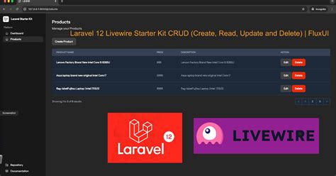 Laravel 12 Livewire Starter Kit Crud Create Read Update And Delete Fluxui Tutorial101