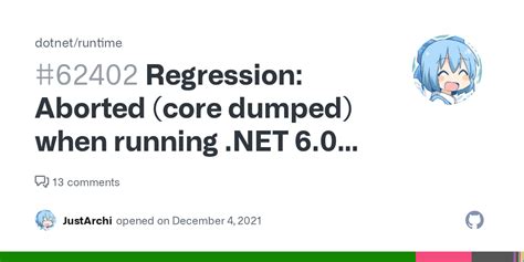 Regression Aborted Core Dumped When Running Net 60 App In Docker