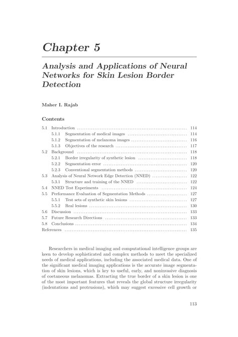 Pdf Analysis And Applications Of Neural Networks For Skin Lesion Border Detection