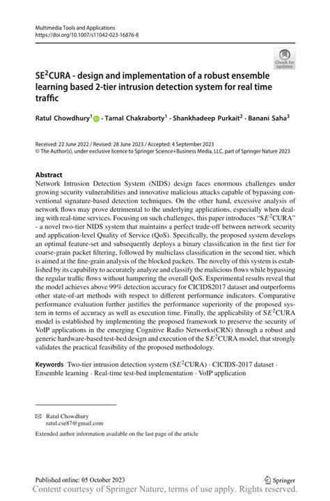 Secura Design And Implementation Of A Robust Ensemble Learning Based 2 Tier Intrusion