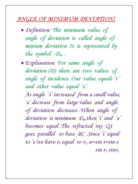 Angle Of Minimum Deviation Pdf