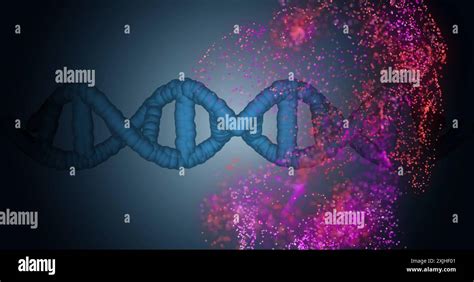 Dna Strand With Particles And Glowing Effects Scientific Data Processing Image Genetics