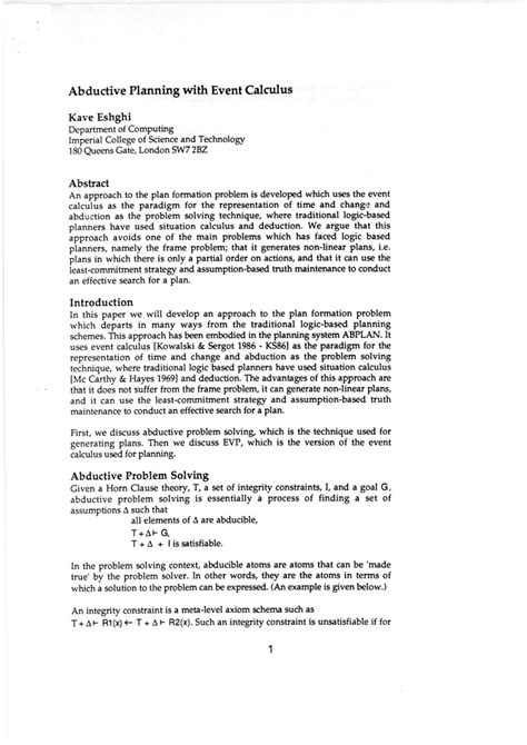 Pdf Abductive Planning With Event Calculus