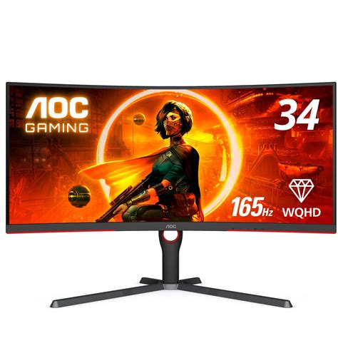 AOC CU34G3S 34 Frameless Curved Ultrawide Gaming Monitor WQHD 3440 X1440 165Hz 1ms FreeSync