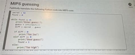 Solved 13 Mips Guessing Faithfully Translate The Following