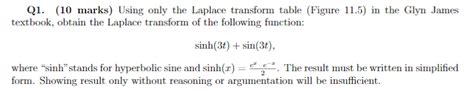 solved q1 10 marks using only the laplace transform table