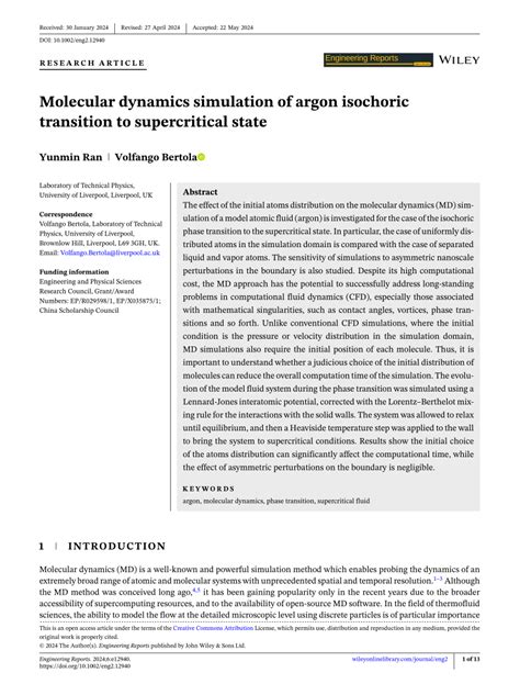 Pdf Molecular Dynamics Simulation Of Argon Isochoric Transition To