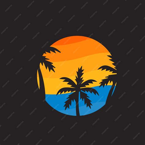 Premium Vector Beach Palm Tree Sunset Vector