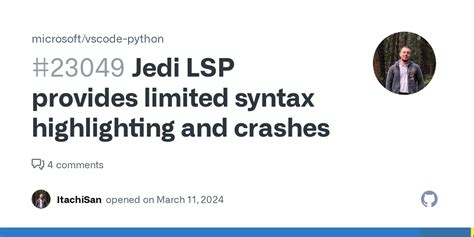 Jedi Lsp Provides Limited Syntax Highlighting And Crashes · Issue 23049 · Microsoftvscode