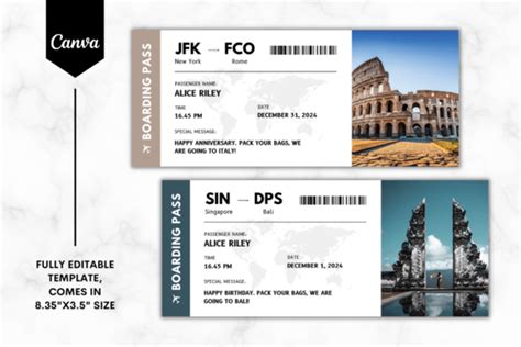 9 Editable Boarding Pass Canva Template Designs And Graphics