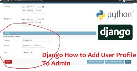 Django How To Add User Profile To Admin Tutorial101