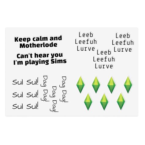 Sims Simlish Sticker Sims4 Plumbob Stickers Cute Funny Romantic T Gamer Fan Simlish