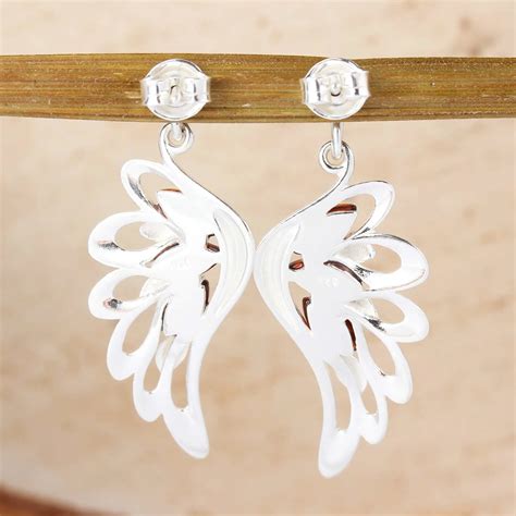 Honey Baltic Amber Angel Wing Sterling Silver Drop Earrings