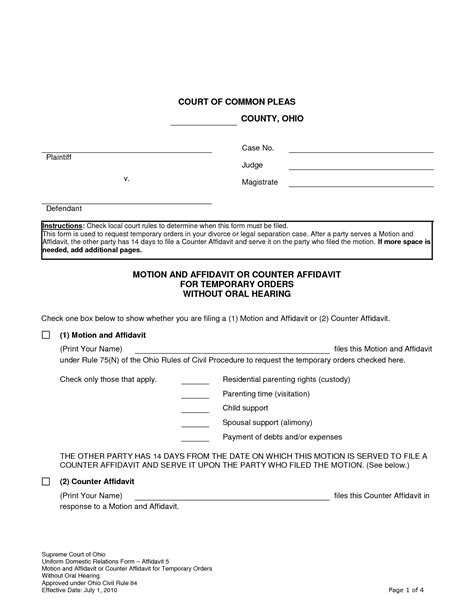Free Printable Legal Separation Papers