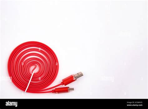 Red USB Cable Type C On White Background Stock Photo Alamy