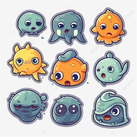 만화 캐릭터 캐릭터 세트 벡터 귀여운 문어 스티커 권 상표 Png 일러스트 및 벡터 에 대한 무료 다운로드 Pngtree