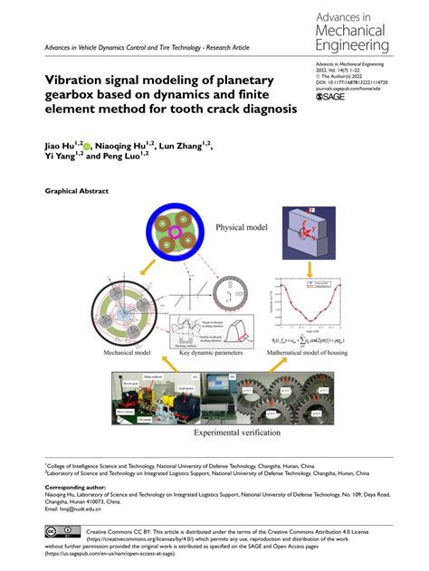Pdf Vibration Signal Modeling Of Planetary Gearbox Based On Dynamics And Finite Element Method