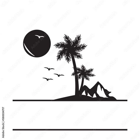 Palm Tree Name Frame Monogram Svg Palm Trees Svg Beach Png Svg Summer Svg Sunset Beach Svg