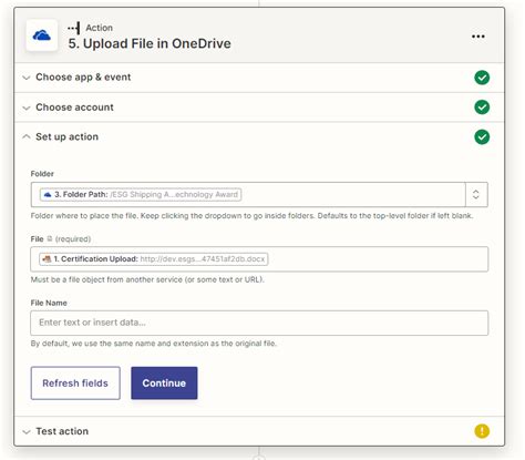 multiple step intgration with uploading files to onedrive fails