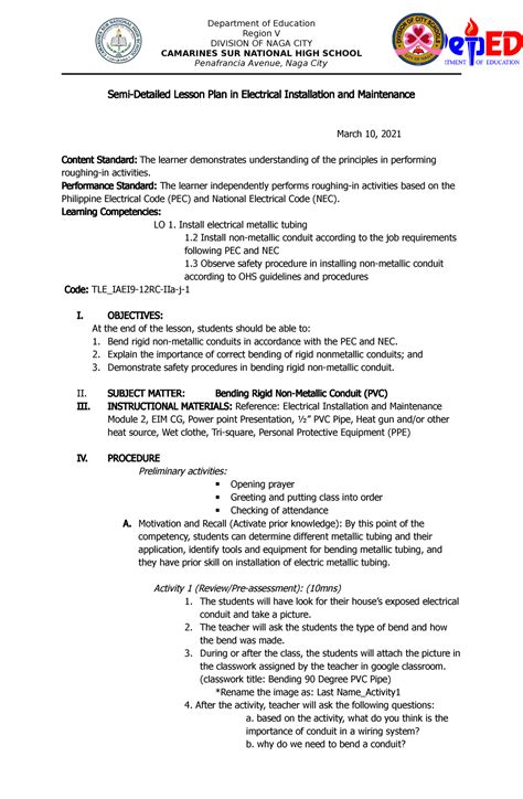 For Observation Semi Detailed Eim Roughing Pvc Department Of