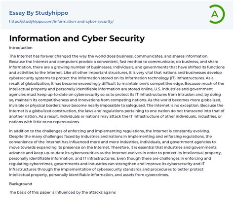 Information And Cyber Security Essay Example