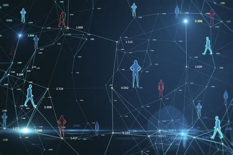 Kreative Leuchtende Symbole Für Verbundene Menschen Auf Blauem