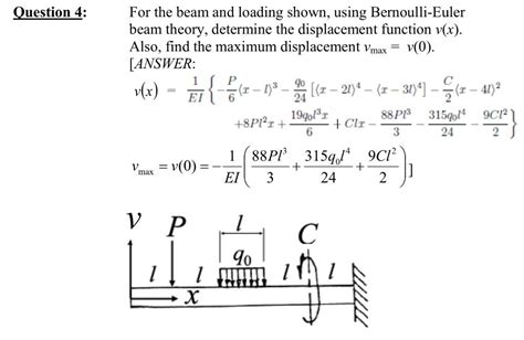 Solved For The Beam And Loading Shown Using Bernoulli Euler