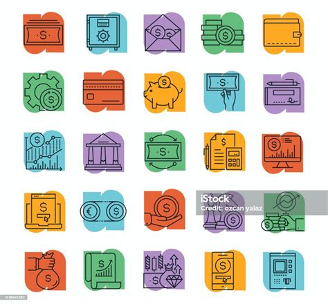 돈과 금융 가는 선 벡터 아이콘 세트입니다 디자인을 편집할 수 있으며 색상을 변경할 수 있습니다 창의력 아이콘의 벡터 세트 저축 돈 현금 지불 자본 수표 책 모바일 지불 돈