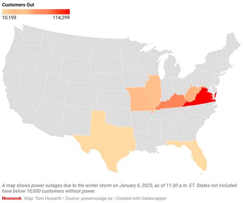 Map Shows Hundreds Of Thousands Without Power As Winter Storm Hits