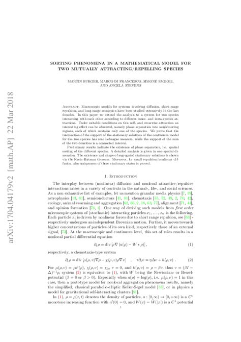 Pdf Sorting Phenomena In A Mathematical Model For Two Mutually