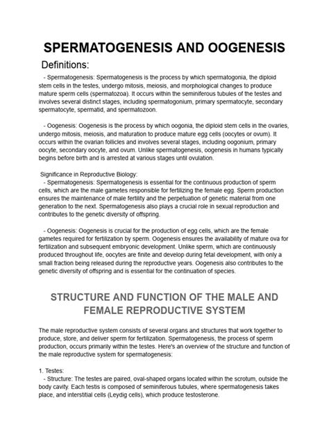 Spermatogenesis And Oogenesis Pdf