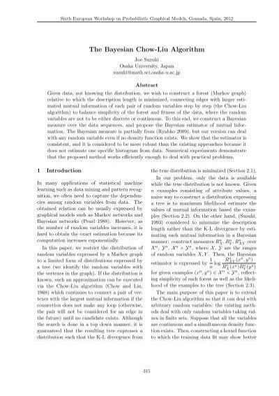 The Bayesian Chow Liu Algorithm Universidad De Granada