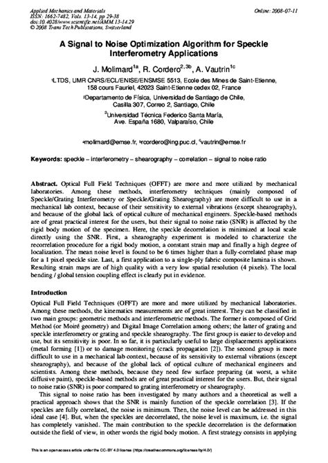 Pdf A Signal To Noise Optimization Algorithm For Speckle