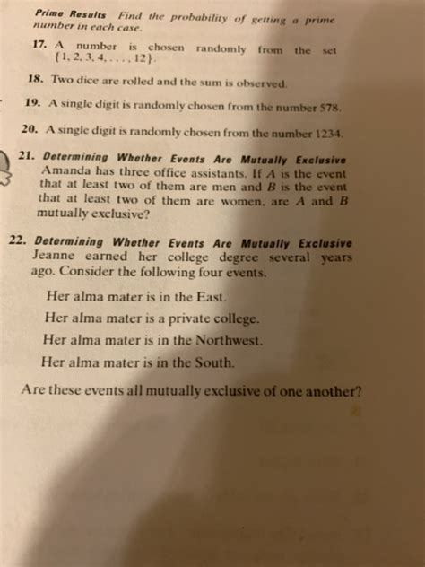 Solved Prime Results Find The Probability Of Getting A Prime Chegg Com