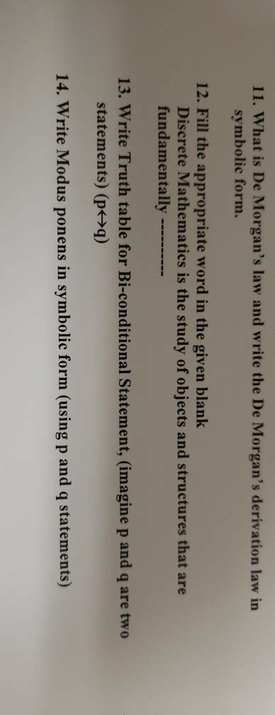 Solved What Is De Morgan S Law And Write The De Morgan S Chegg Com