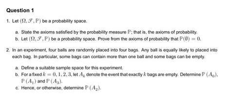Solved 1 Let Ω F P be a probability space a State the Chegg com